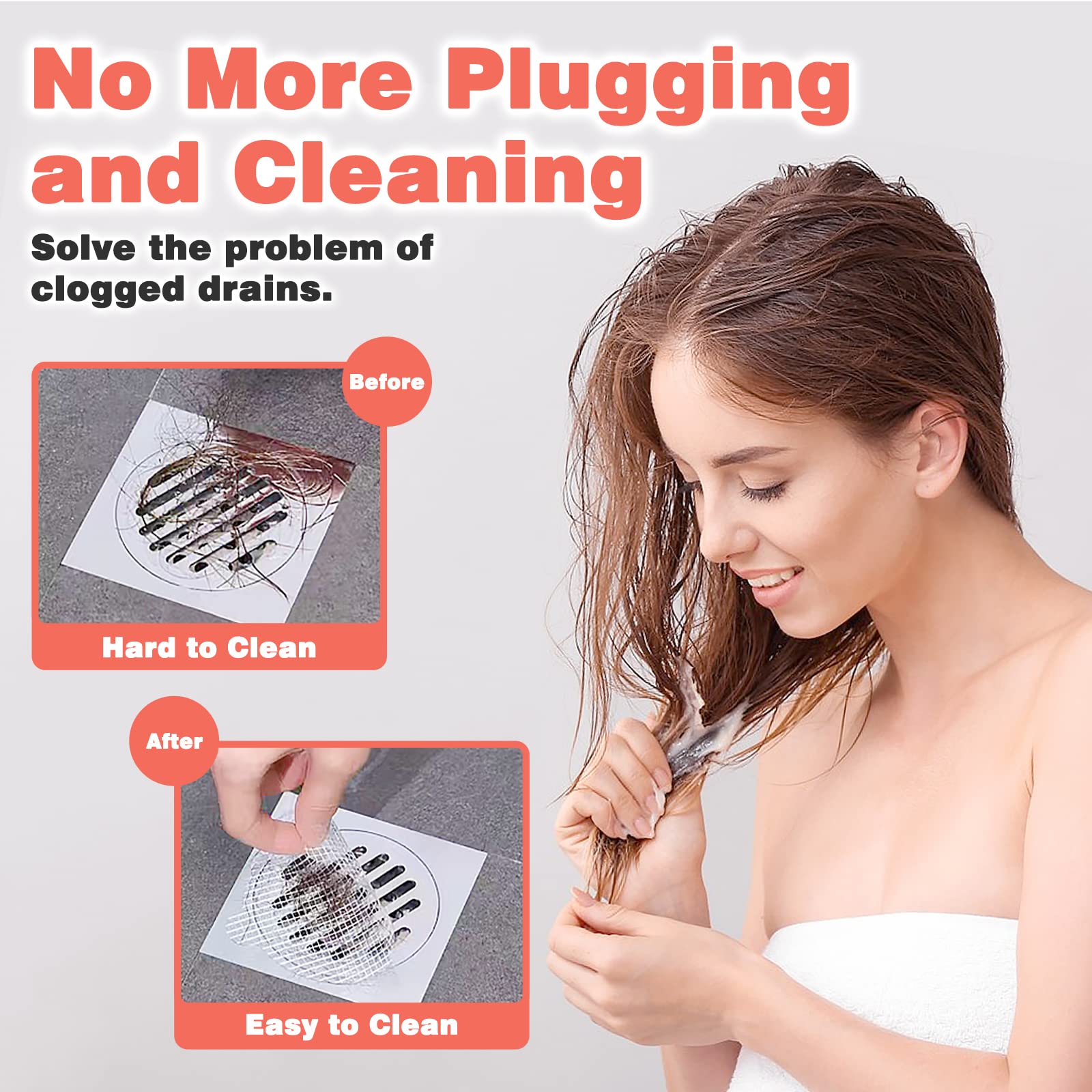 24 Pack Disposable Shower Drain Hair Catcher for Shower, Hair Stopper for Shower Drain Hair Catcher Mesh Stickers for Bathtub, Bathroom, Kitchen