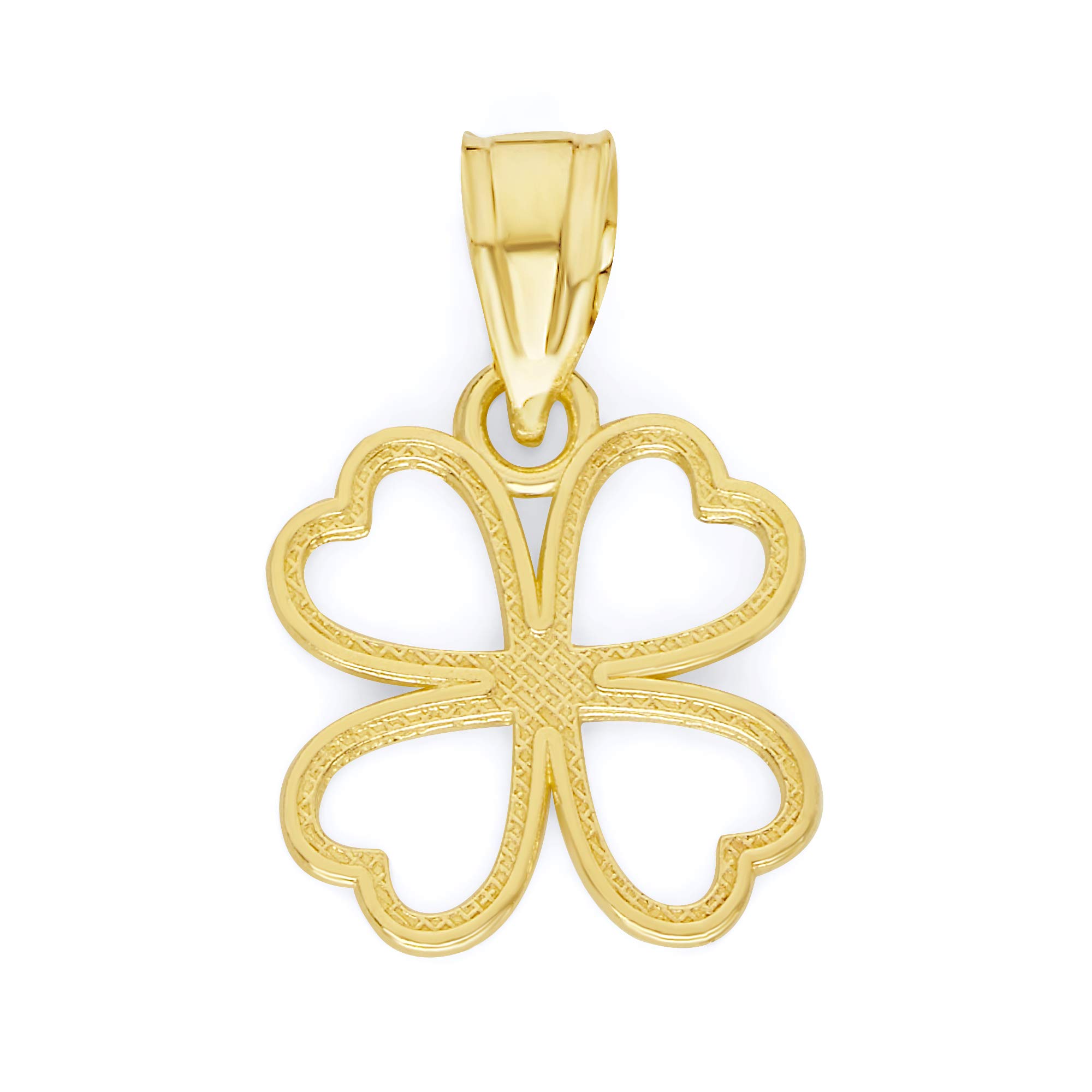10k Solid Real Gold Four Leaf Clover Pendant, Good Luck Charm Irish Jewelry Gifts