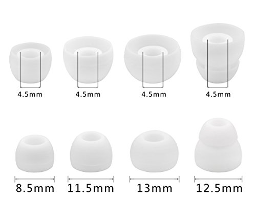 ALXCD Ear Tips for Powerbeats2 Wireless Headphone, SML 3 Size 6 Pair Silicone Replacement Earbud Tips & 2 Pair Double Flange Ear Tip Cushion, Fit for Beats Powerbeats 2 Wireless [8 Pair](Black/White)