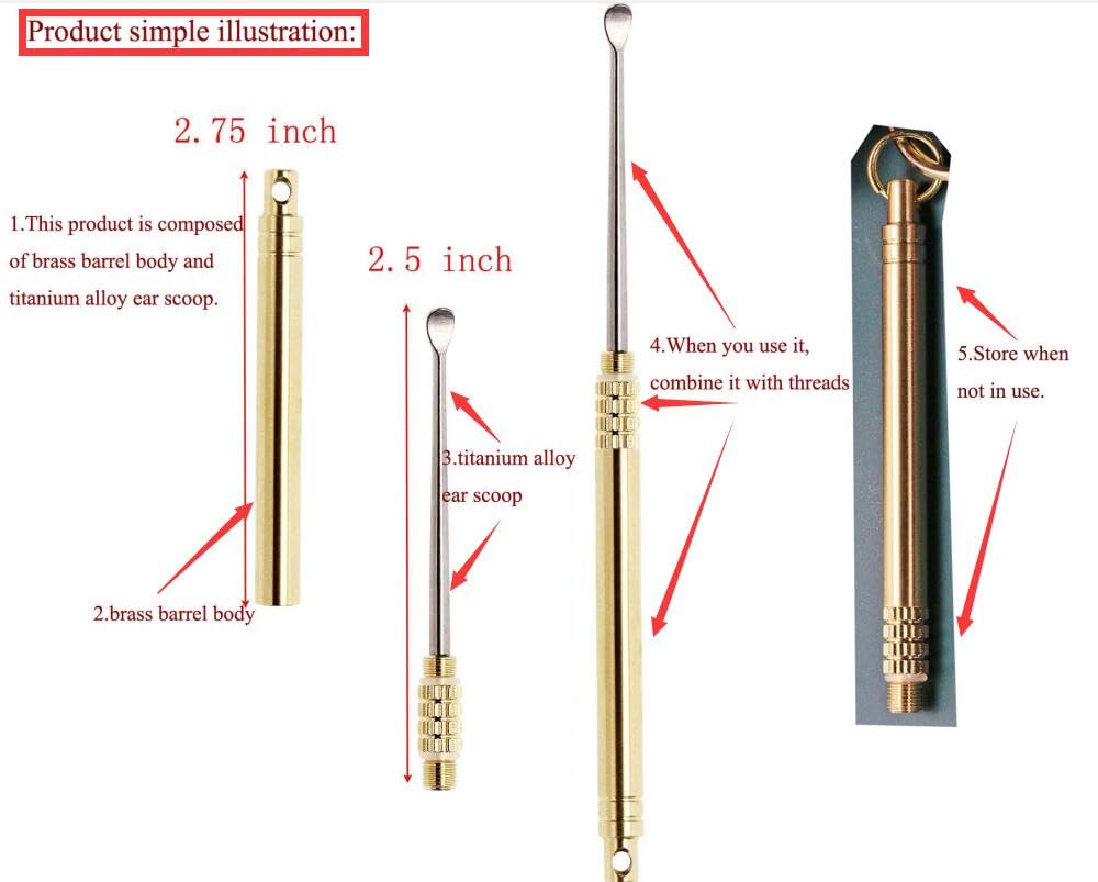 ONLYKXY Ear Wax Removal Tool,Folding Type Titanium Alloy Ear-Pick Cleaner Portable Ear Wax Removal Tools Ear Spoon Attached A Key Ring