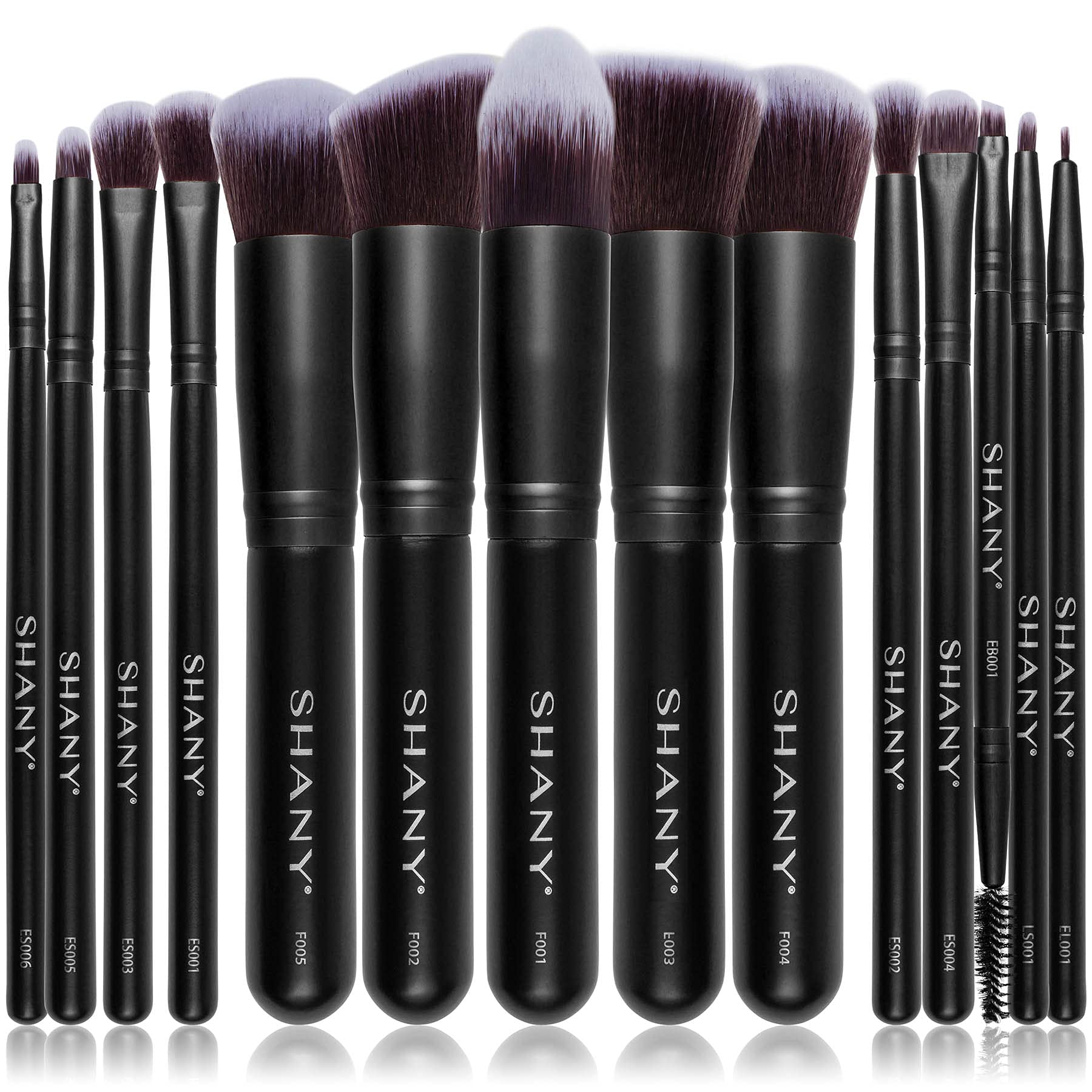 SHANY Makeup Brushes - Black Bombshell - 14-Piece Brush Set β Foundation Powder Concealers Eye Shadows Makeup brushes - Complete Kabuki Makeup Brush Set in Black - 14 PCS