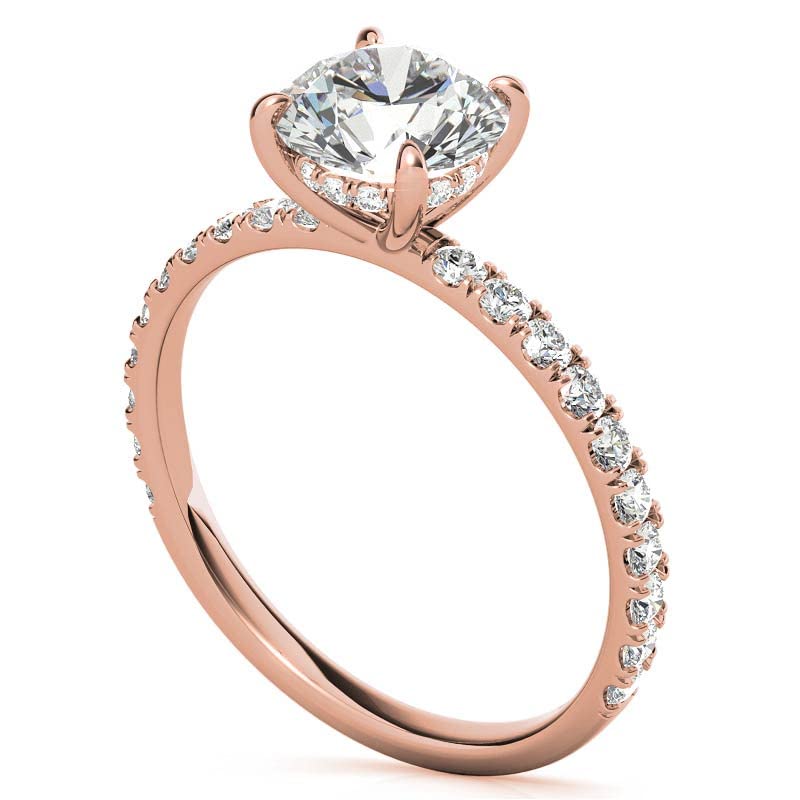 10K Solid Rose Gold Handmade Engagement Ring 1.00 CT Round Cut Moissanite Diamond Solitaire Wedding/Bridal Ring Set for Women/Her, Classic Ring Gifts for Her