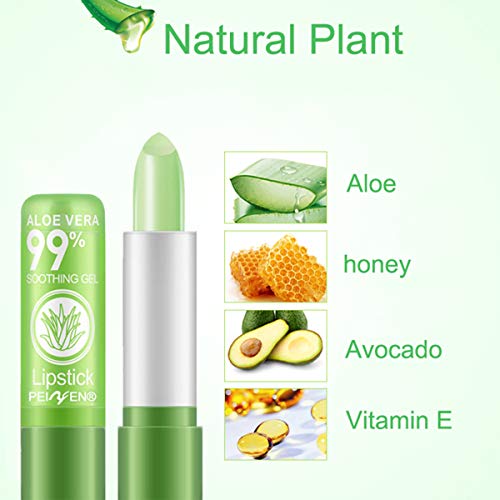 3 Pack Aloe Vera Lipstick, LemonSac Long Lasting Nutritious Lip Balm Lips Moisturizer Magic Temperature Color Changing Lip Gloss (3Pcs)
