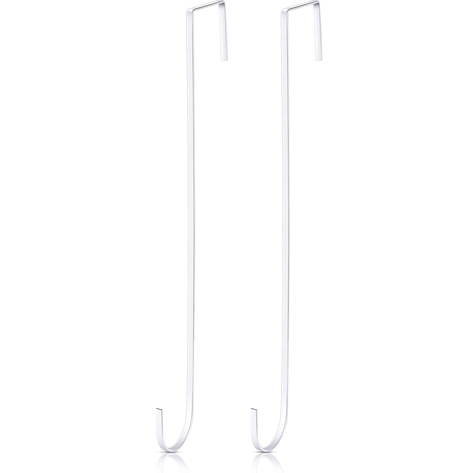 15 Inch Wreath Hanger Hooks Over Door Metal Hooks Practical Clothes Towel Hanger Hooks for Christmas Front Door Decorations (White,4 Pieces)