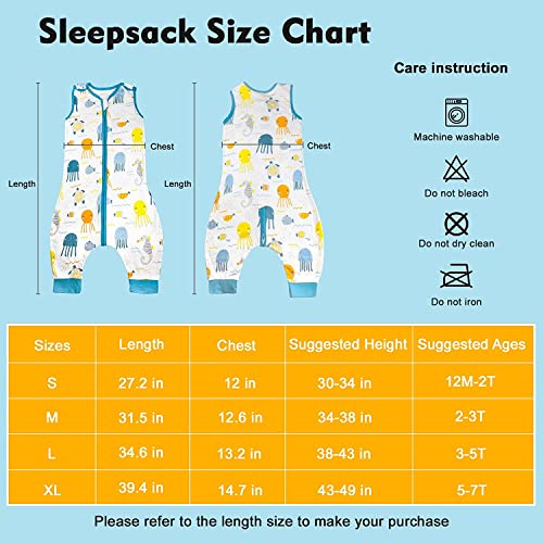 MooMoo Baby Sleep Sack with Feet Summer Toddler Wearable Blanket with 2-Way Zipper Sleeveless Baby Cotton Sleeping Sack with Legs 6M-5T