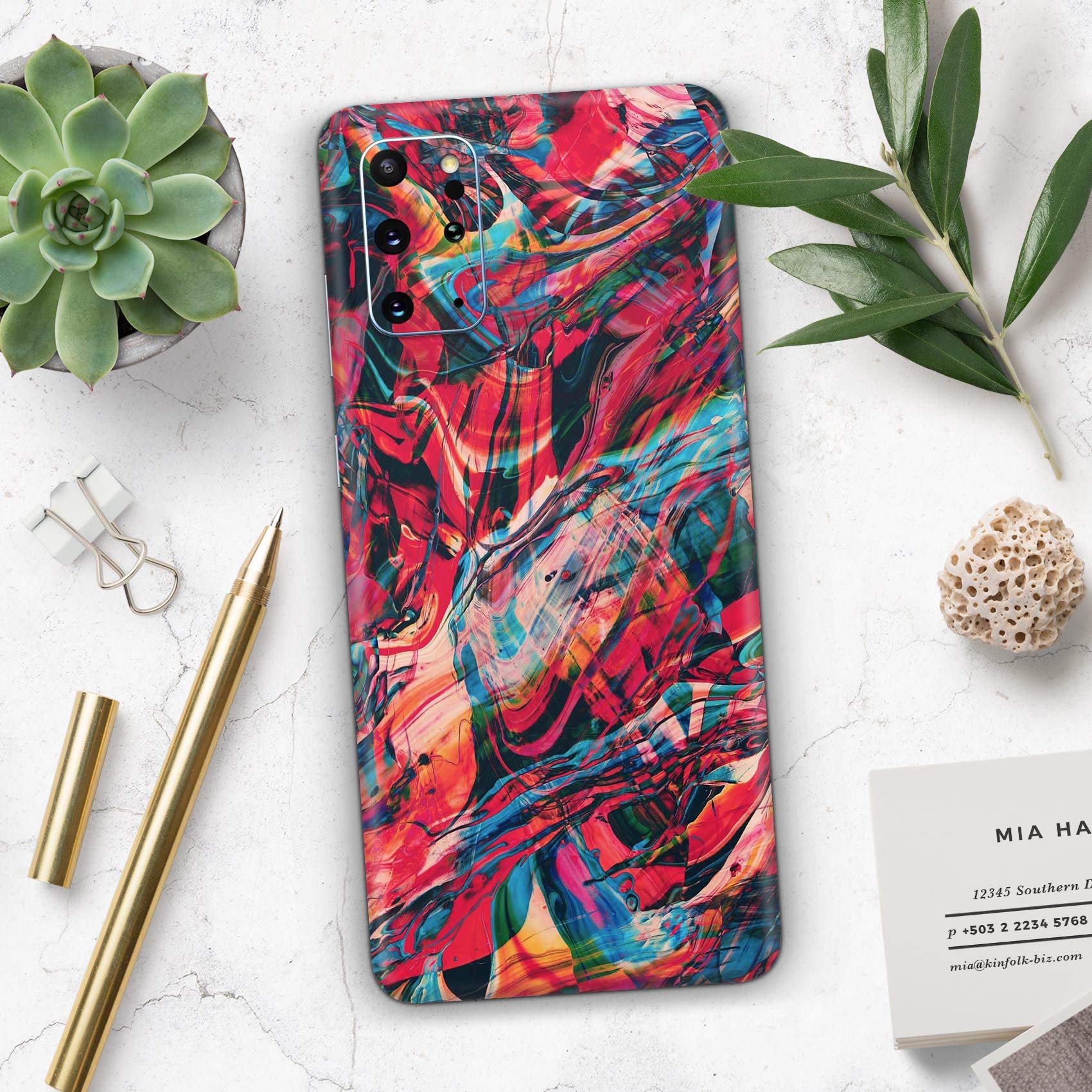 DesignSkinz Liquid Abstract Paint Remix V87 Protective Vinyl Decal Wrap Skin Cover Compatible with The Samsung Galaxy S20 (Screen Trim & Back Glass Skin)