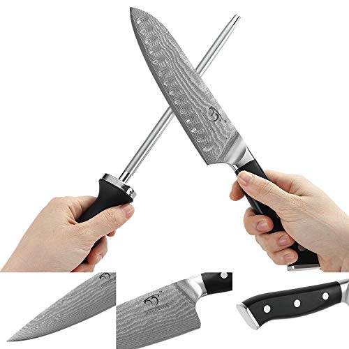 NANFANG BROTHERS Knife Sets for Kitchen with Block, Damasucs Kitchen Knife Sets 9 Pieces with Ergonomic Triple Rivet Handle, Kitchen Knives for Chopping, Slicing, Dicing & Cutting