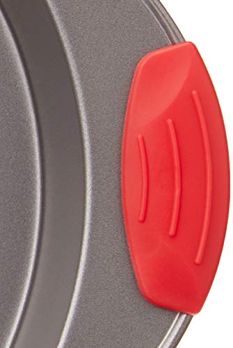 Amazon Basics Non-Stick, Round Cake Pan, 9-Inch, Gray with Red Grips, 2-Pack