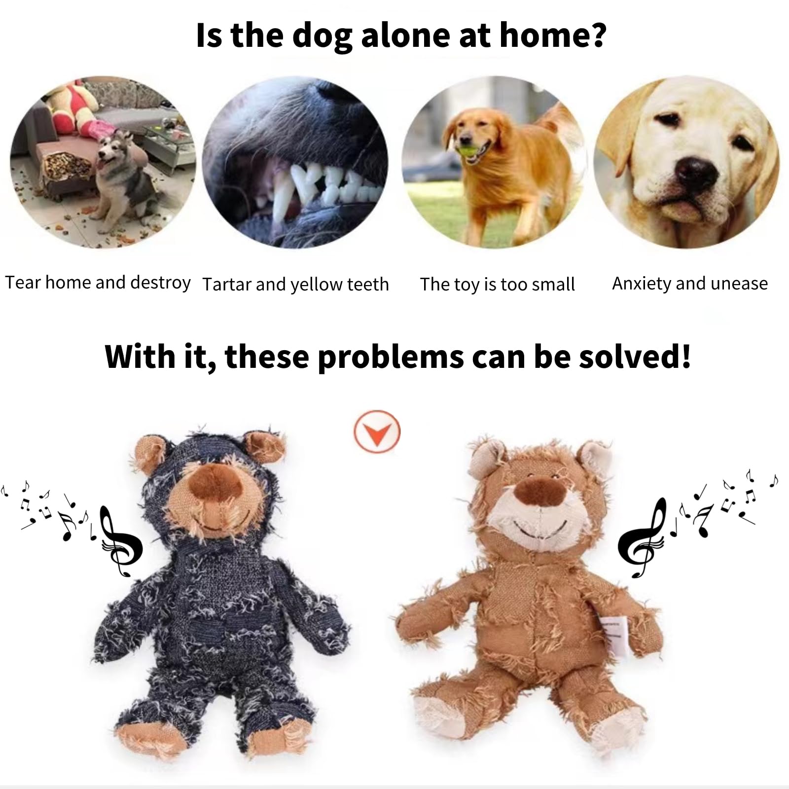 2023 New Indestructible Robust Bear Dog Toy- Companion for Heavy, Stuffed Plush Dog Toys Ideal Pet Gift for Small, Medium, and Large Breeds (L, Blue)