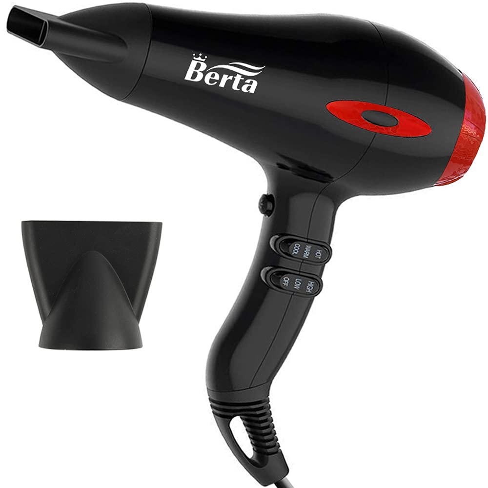 1875W Professional Salon Hair Dryer, Negative Ionic Berta Blow Dryer,AC Motor Powerful Hair Dryers with Concentrator ,2 Speed and 3 Heat Settings