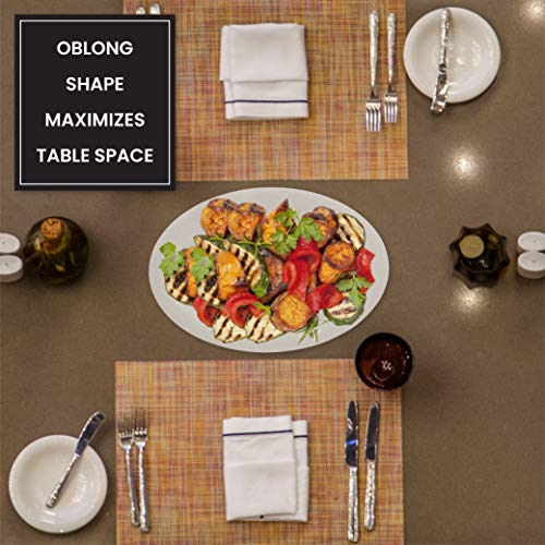 Plasticpro Plastic Oval Serving Trays - Serving Platters Oval 11 X 16 Disposable Party Dish White Pack of 4
