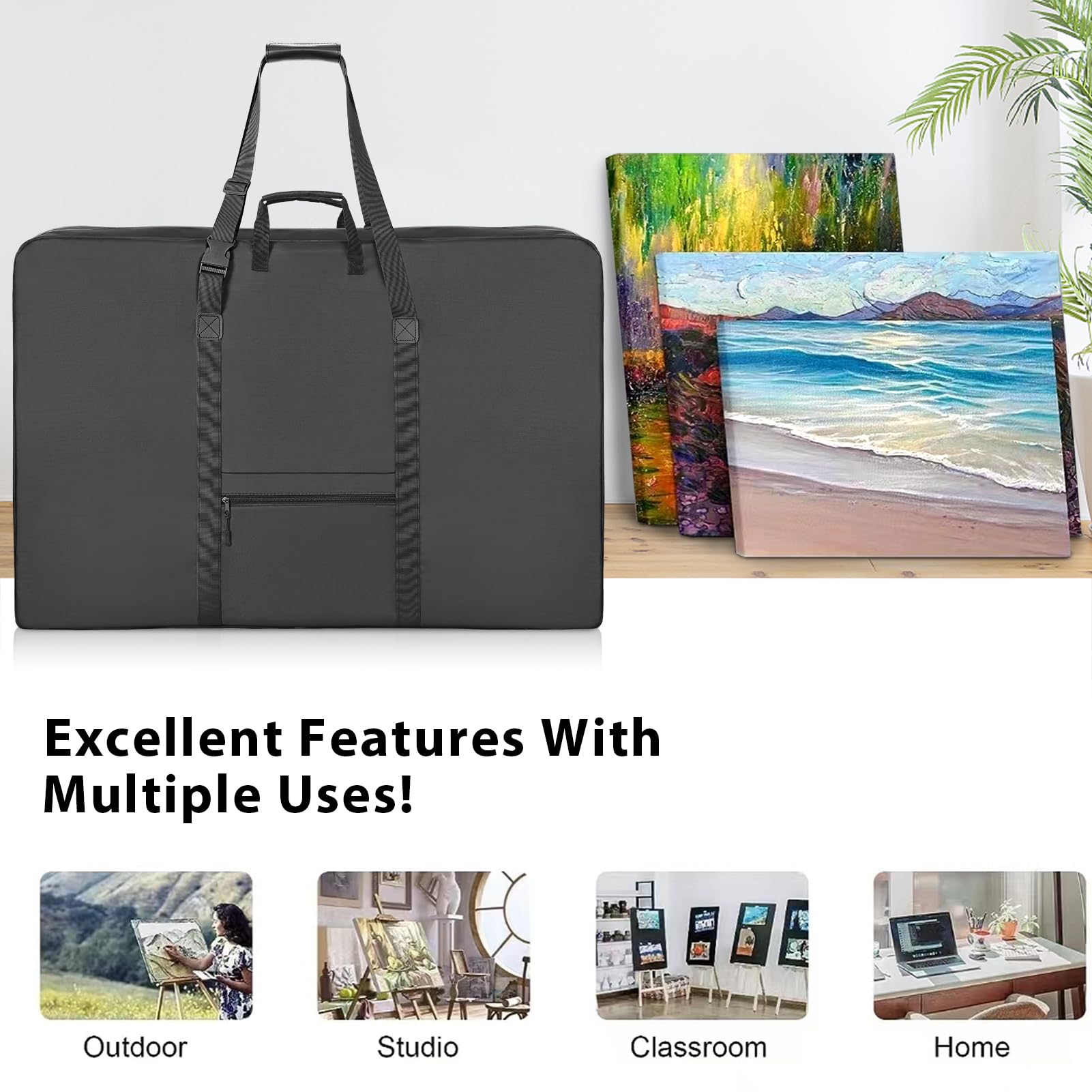 1st Place Products Premium Art Portfolio Case - 24" x 36" - Soft Sided - Foldable - Waterproof & Tear Resistant - Artwork, Photography, Sketch, LCD, Monitor, Solar Panel - Shoulder Straps & Handles