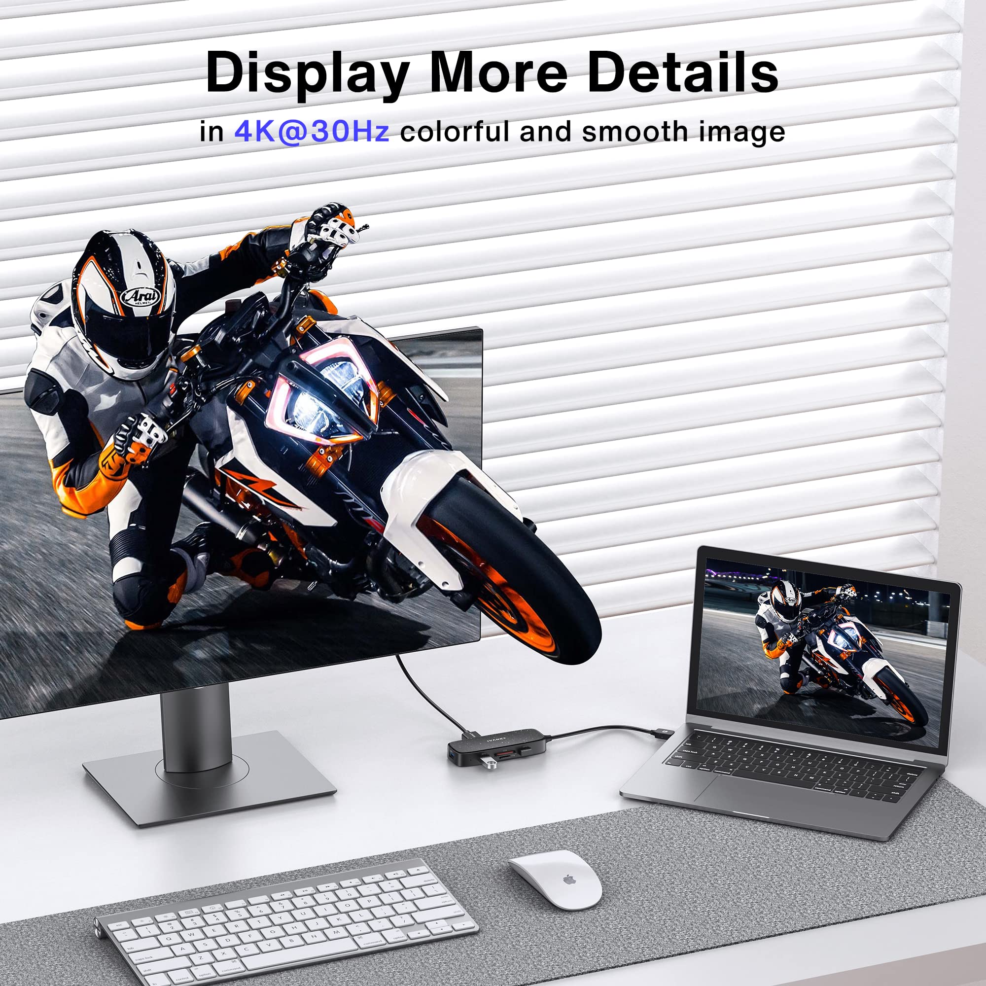 USB C Laptop Docking Station, iVANKY 7-in-1 87W PD Dock, 4K HDMI Extend Display Thunderbolt 3/4 Dock Hub for MacBook, Dell, HP, Lenovo, Surface, etc, USB 3.0, SD/TF