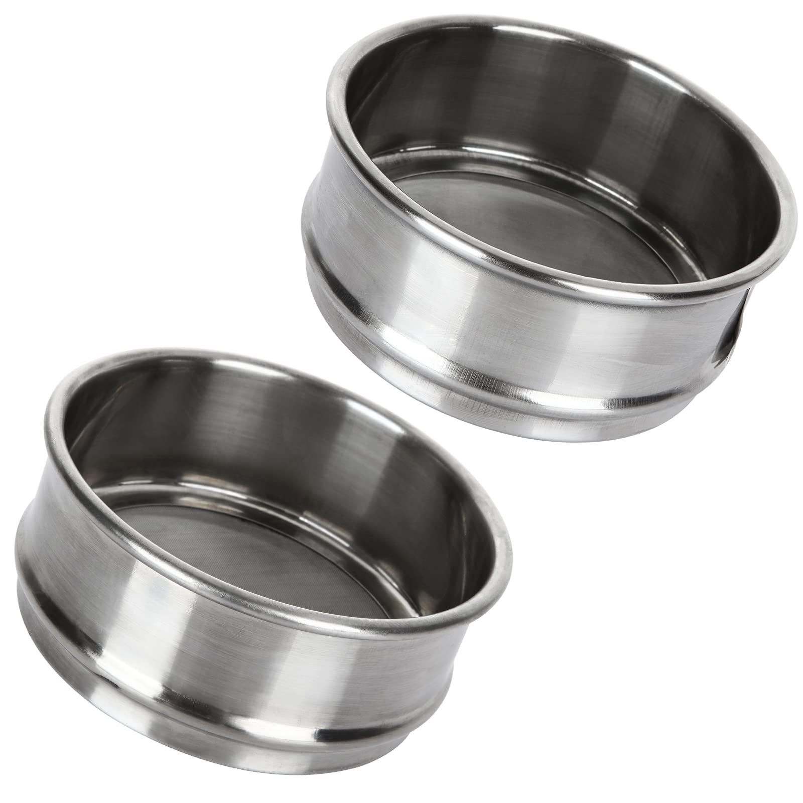 2 PCS 304 Stainless Steel Test Sieves, #200 Mesh 0.075mm + #80 Mesh 0.2mm Aperture Lab Standard Test Sieve, Ď10cm/4âDia Economy Test Sieve for Industrial Laboratory