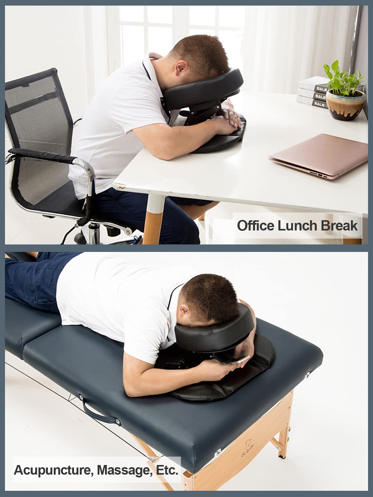 EBANKU Massage Table Face Cradle Cushion, Face Cradle Down Tabletop Massage Kit Adjustable Massage Table Headrest Face Pillow with Platform for Massage Chair SPA Bed (Black)