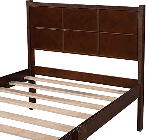 ATH-S Twin Size Platform Bed, Wood Platform Bed Frame with Headboard and Footboard, Solid Wood Legs, Wood Slats Support, No Box Spring Needed, Easy Assembly, Platform Bed Frame for Kids Teens Adults(W