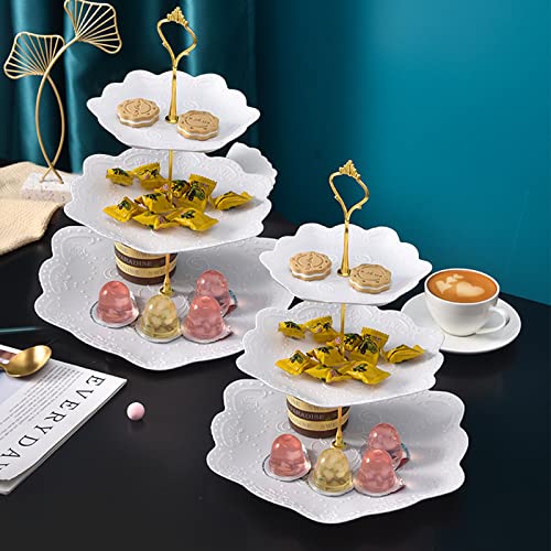 3 Pcs 3-Tier Cupcake Stand Fruit Plate Cakes Stand Tower for Halloween Wedding Home Birthday Tea Party Serving Platter (Hexagon)