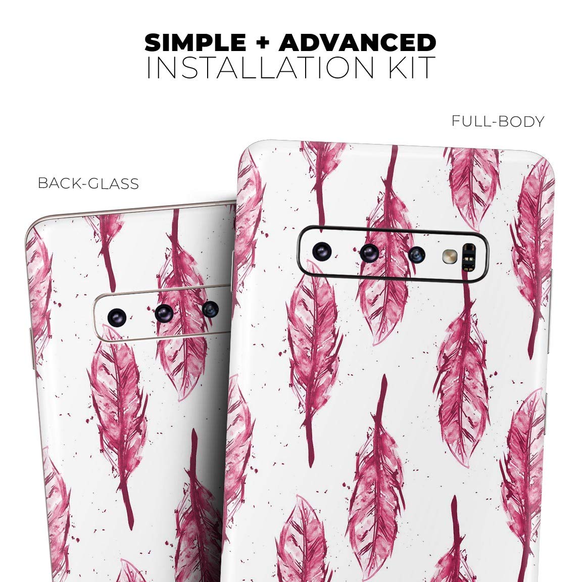 DesignSkinz Crimson Feather Pattern Protective Vinyl Decal Wrap Skin Cover Compatible with The Samsung Galaxy S20 (Screen Trim & Back Glass Skin)