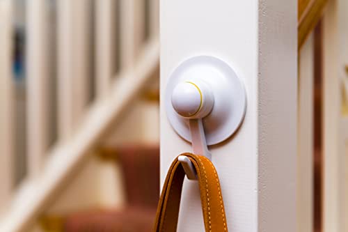 KiahLoc Patented Yellow Ring Indicator Suction Cup Hooks, Kitchen Hooks Removable Wall Vacuum Holder for Smooth Tile, Glass and Mirror( 4 Pack) (#56 (6.6 LB), Chrome)