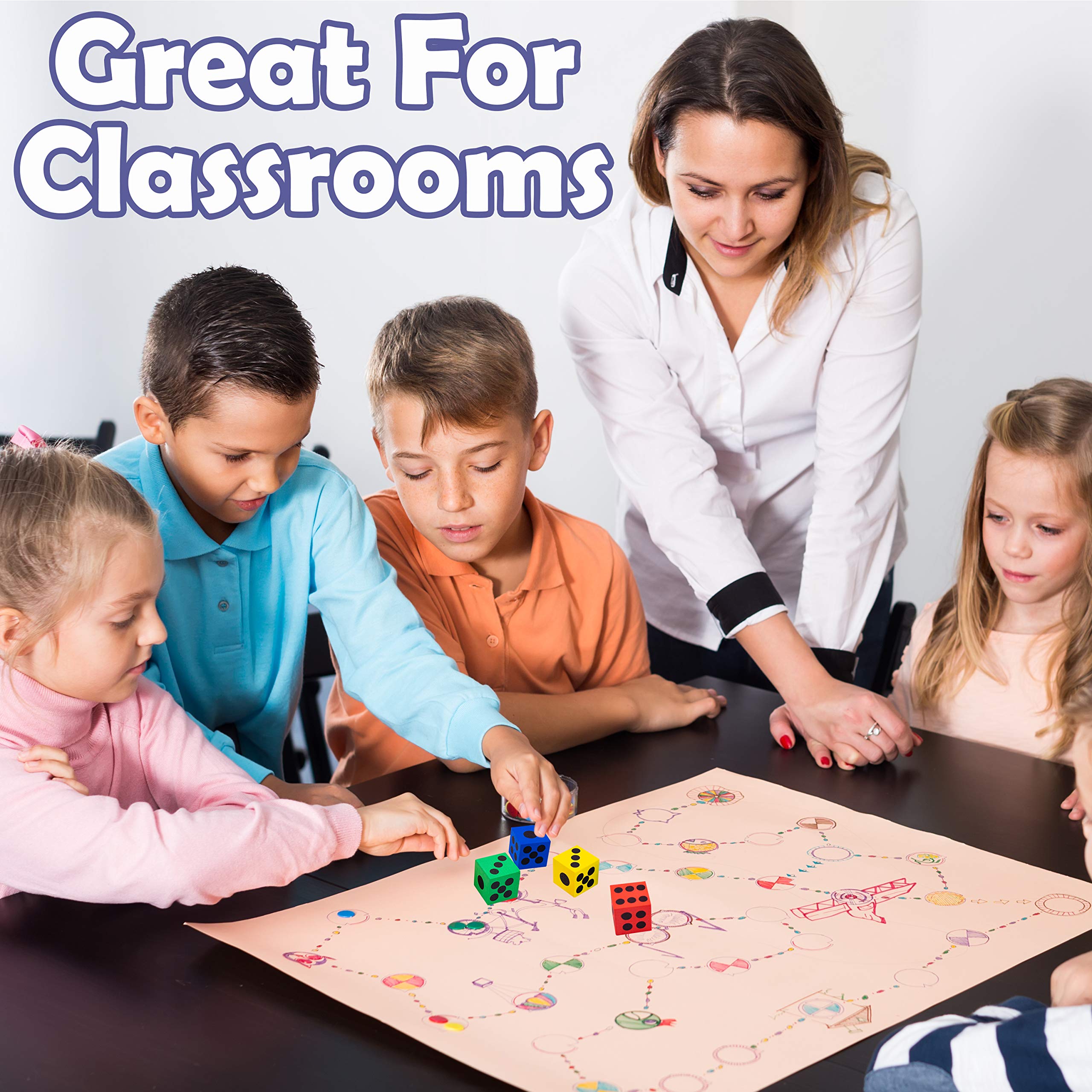 50 Pk Foam Dice, Large Foam Dice for Classroom, Quiet Soft Dice for Children Students Teachers