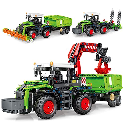 3 in 1 Tractor Harvester Building Kits, Compatible with Lego Truck Farm Construction Vehicles Set Toys for Adults and Boys Girls 8-12(1481 Pieces)