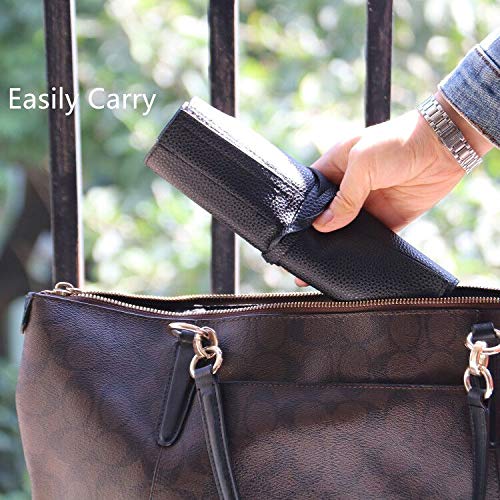Bird&Fish Makeup Brush Case Travel, makeup brush bag,makeup brush silicone case roll up bag,Rolling Bag Storage Case PU Leather,Holder Organizer Brushes Pouch Cosmetic Bag for Travel(Black)