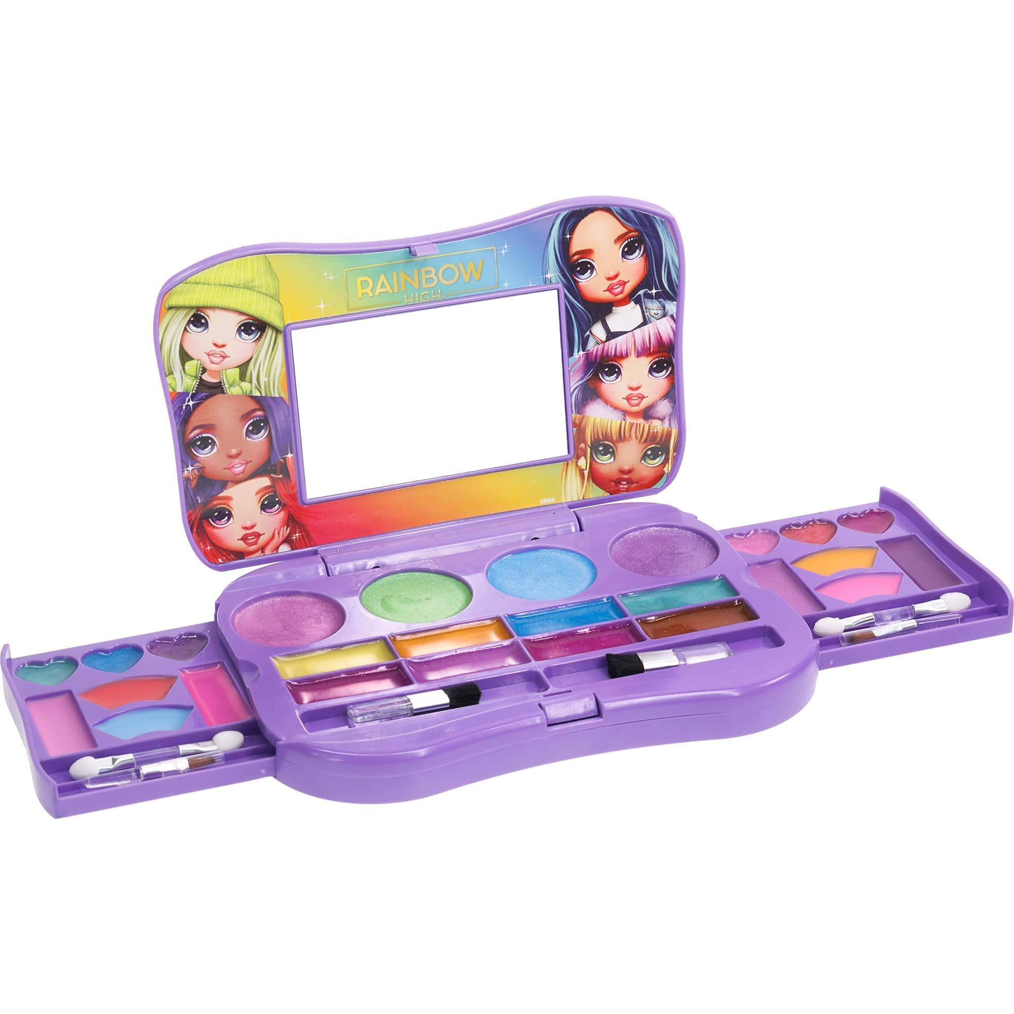 Rainbow High - Townley Girl Beauty Compact Set Kit with Brushes, 4 Eye Shadows, 8 Lip Gloss & 4 Shimmer Makeup Set for Kids Girls, Ages 6+ perfect for Parties, Sleepovers and Makeovers