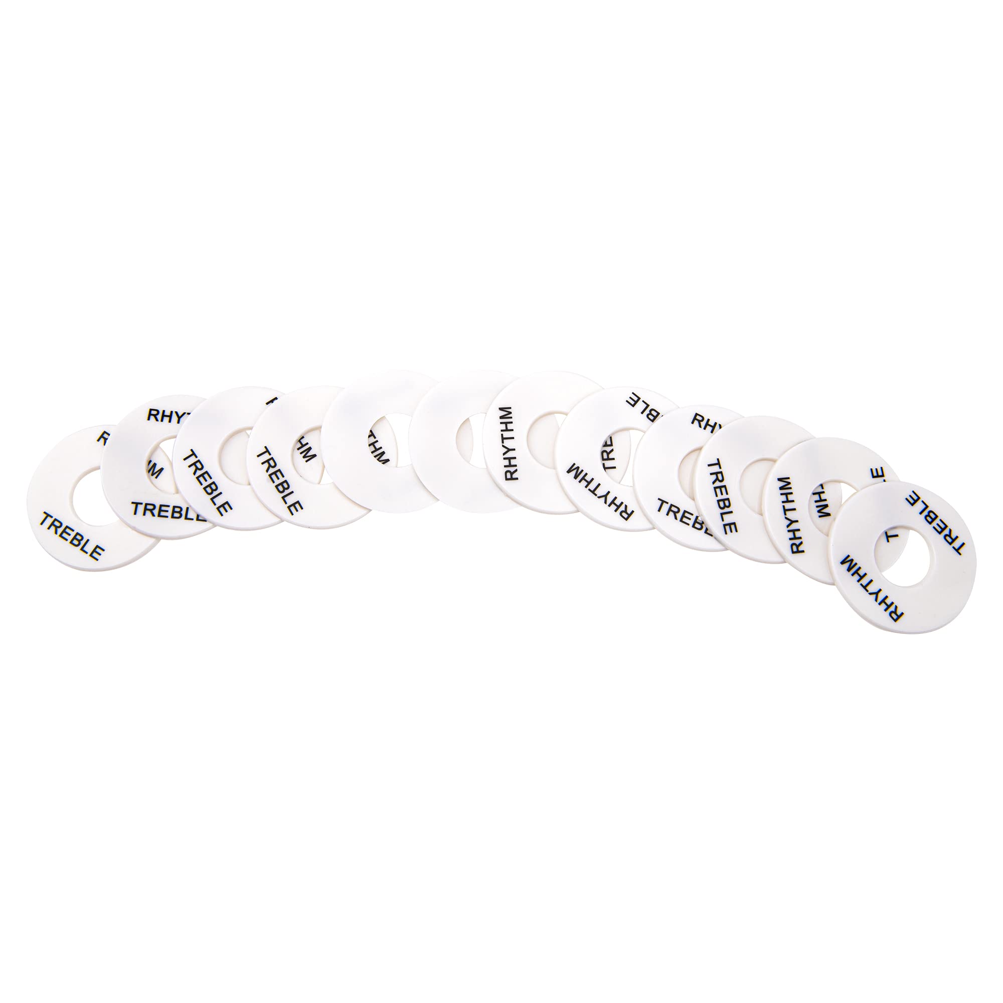 12Pcs Yootones Plastic Guitar Toggle Switch Washer Plate Rhythm Treble Ring with Letter Compatible with Les Paul Guitar (White)