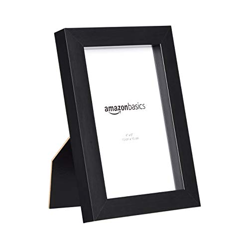 Amazon Basics Rectangular Photo Picture Frame, 4" x 6", Pack of 5, Black