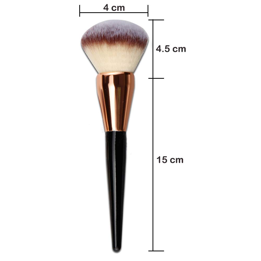 RN BEAUTY Makeup Brushes Large Powder Brush Foundation Blush Bronzer Contour Face Blender Mineral Blending Buffing Cosmetics Kabuki Full Coverage (Rose Gold/Black) 1 Count (Pack of 1)