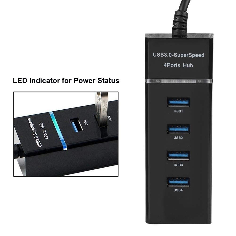 4 Port USB3.0 HUB - 5Gbps Charging Dock Station - Ultra-Slim - Plug & Play with LED - Charging Hub Adapter - for Phone/Tablet/PC/Windows
