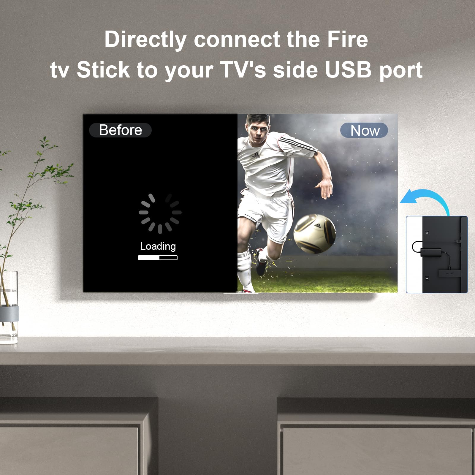 for All Fire TV Sticks Power Adapter USB Cable, Directly Power for TV Stick to Support 4K Video , Eliminating AC Outlet Decluttering Messy TV Cords, Latest Generation 2000mAh Advanced Power Cord