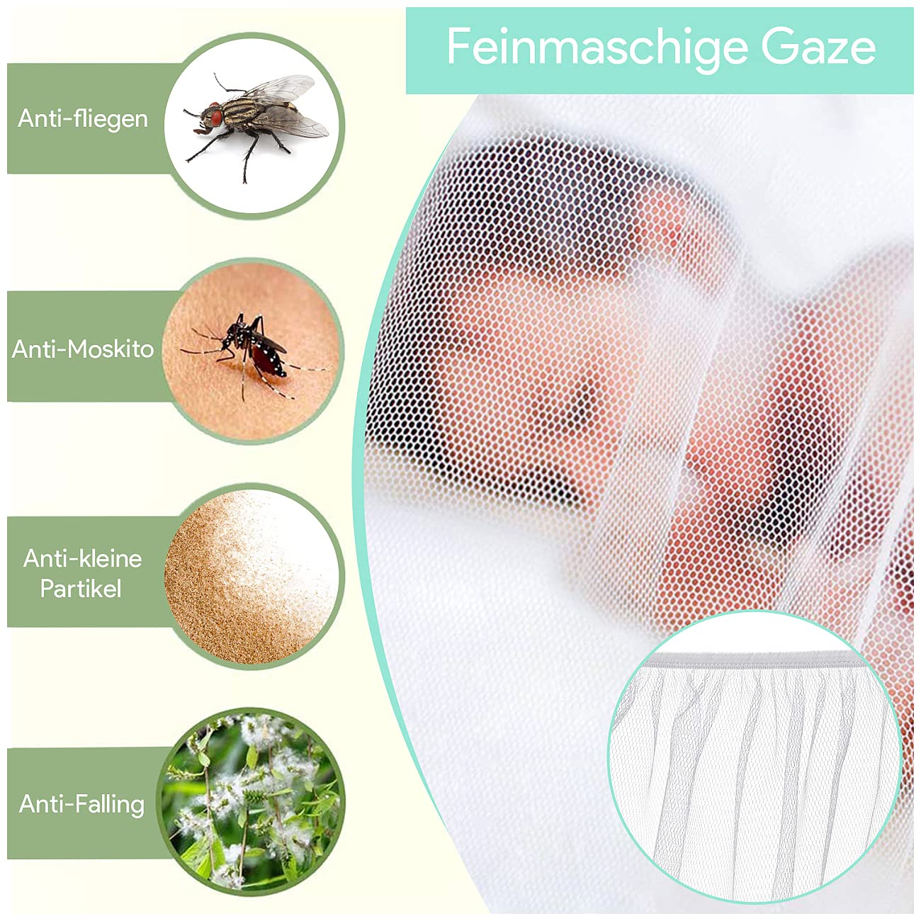 HUAILEI Baby Mosquito Net - Durable Stroller Cover,Honeycomb Grid Stroller Netting Mosquito for Baby Bug Net for Strollers,Bassinets, Child Safety Seat and Portable Mini Crib (2PCS,White and Brown