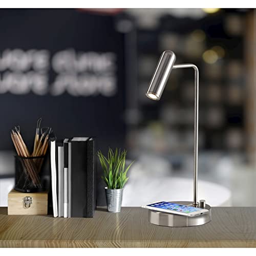 Adesso 3162-22 Kaye LED Desk Lamp Wireless Charging, 7W LED, 5W QI, USB Port, Indoor Lighting Lamps