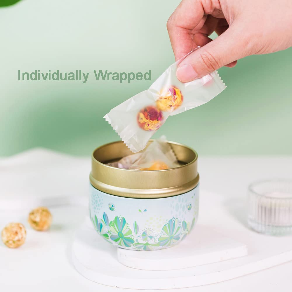 16 Pack Mini Flower Tea Ball Tin 8 Different Flavor 2 of Each| Flower Tea in Gift Box for Women Beauty