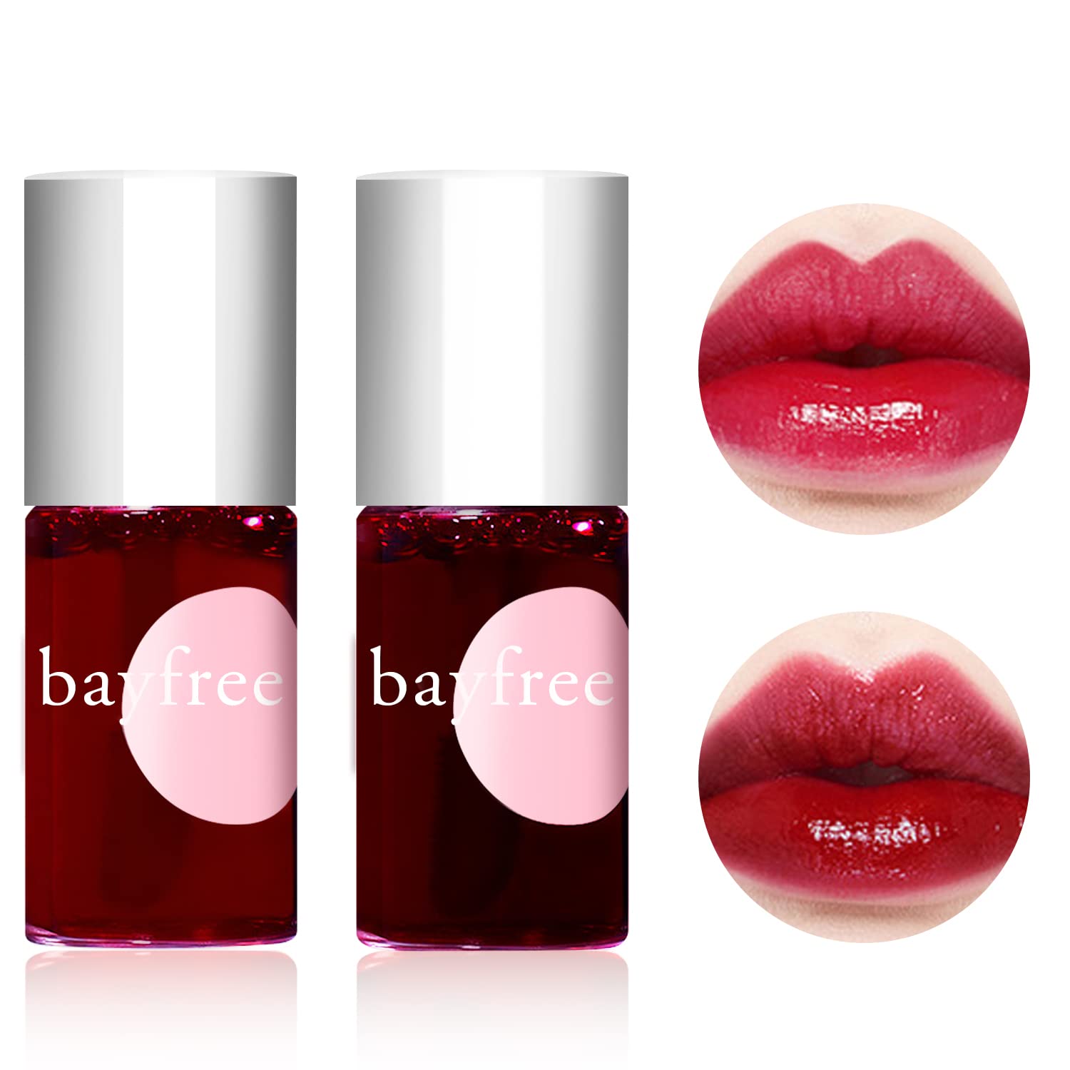 2 Colors Lip Stain Tint,Plumping Mini Liquid Lipstick,Hydrating Moisturizing Lip Cheeks And Eyes,Waterproof&Long Lasting,Natural Glossy Korean Lip Tint Stain Easy Application, Non-Sticky(03+04)