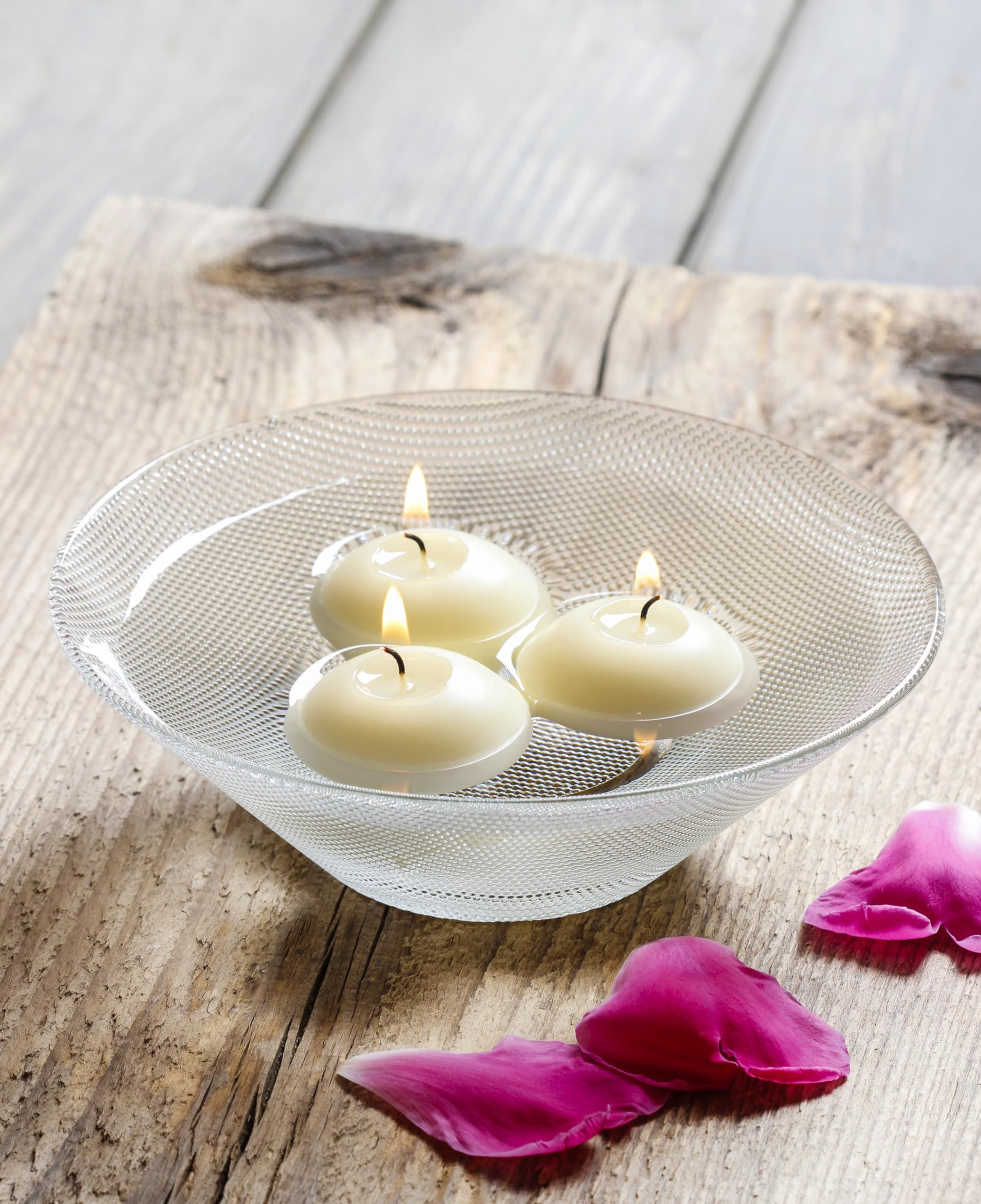 24 Pcs Floating Candles - 5 Hours Burning, Unscented Flameless Dripless Floating Candles | Centerpieces for Weddings, Special Occasions and Home Decorations 1.7 Inch (White 24 Pcs)