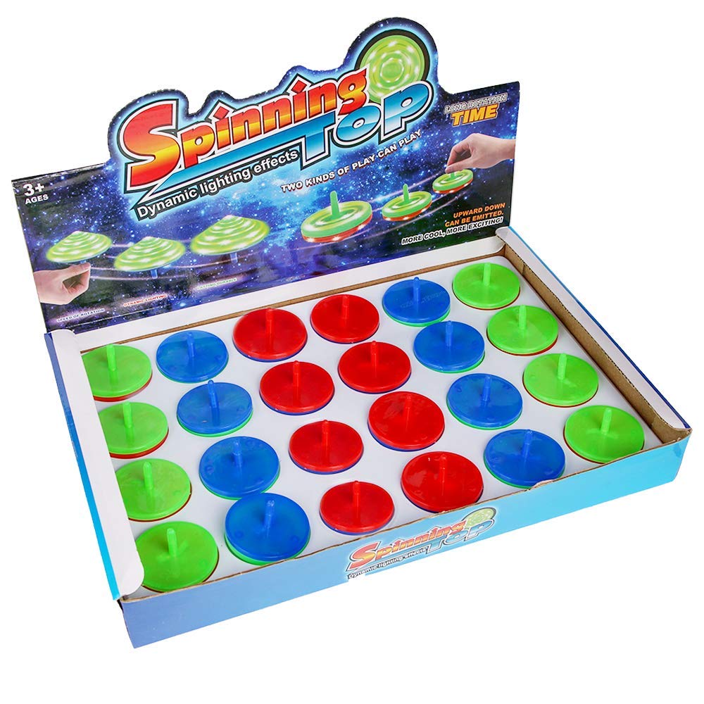 24 PCS Light Up Mini Spinning Tops LED Hand Spinners Toys with Colorful DIY Stickers Design Your Own - Novelty Bulk Stocking Stuffers Party Favors