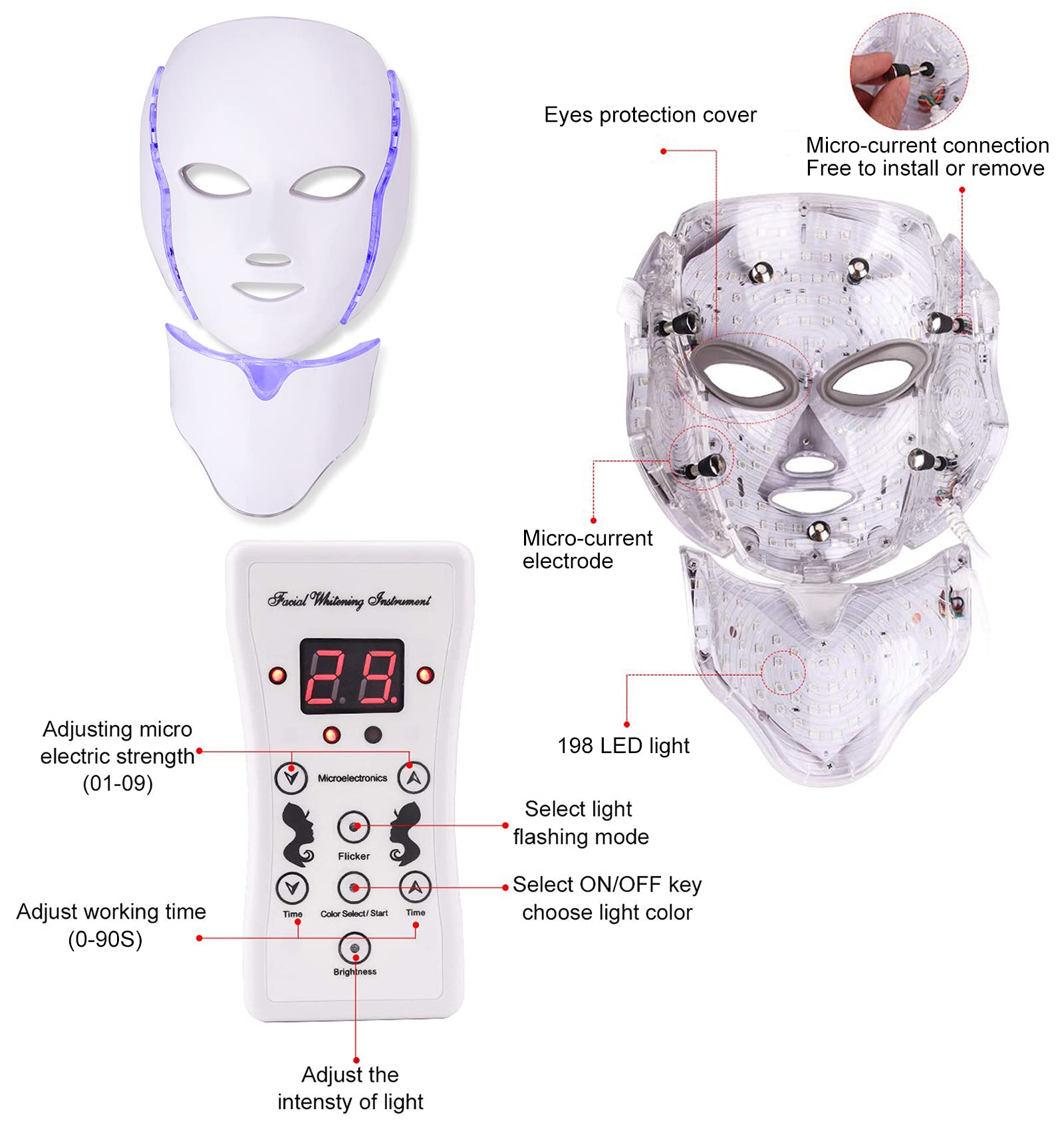 7 Colors Light Portable Face & Neck M -Ask Machine for Home Use | 7 Colors