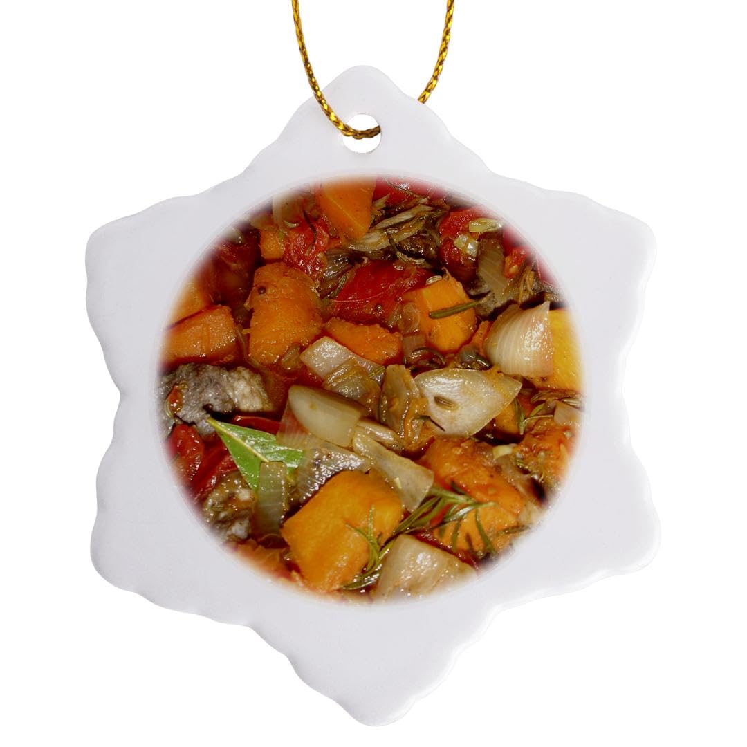 3 inch Snowflake Porcelain Ornament - Morrocan Tagine - Moroccan, Moroccan stew, Food, hot Food, Casserole, Recipe, Main Course Photography - Cooked Food