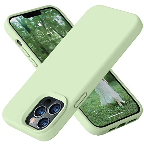 Vooii Compatible with iPhone 12 Pro Max Case, Soft Liquid Silicone Full Body Protective Slim Case with [Anti-Scratch Microfiber Lining] [Camera Protective] [Support Wireless Charging] - Matcha