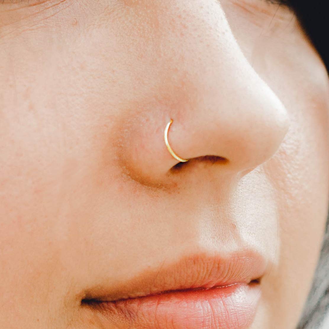 22g 6mm - 7mm 14k Gold Filled Adjustable Hoop Nose Ring - 22 Gauge 6-7MM