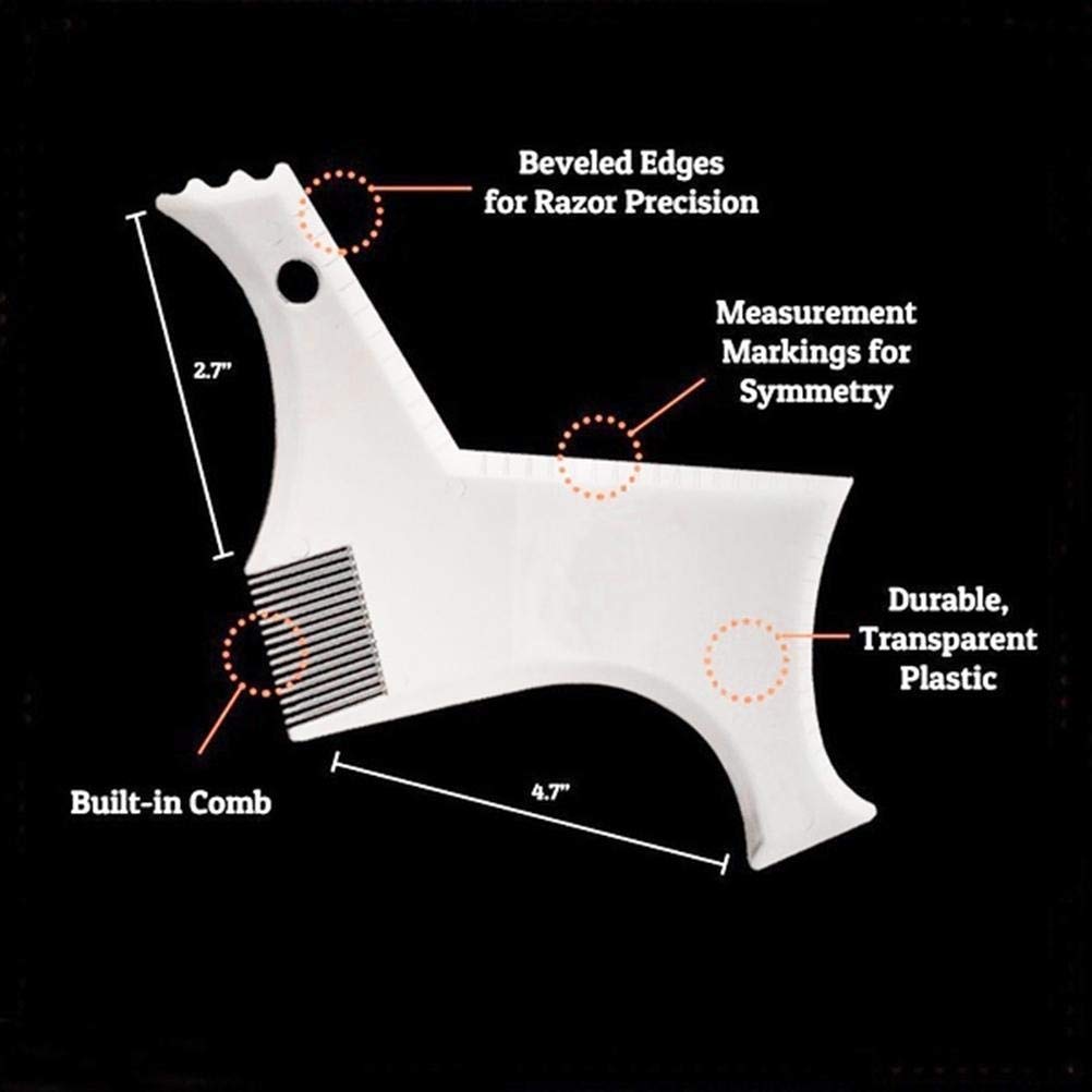 Beard Shaper Template Shaping Tool,Kucheed Premium Quality Template Shaping for Goatee Mustache Sideburns Facial Hair Trimming Grooming Guide for Men Jaw Cheek Neck Line Symmetric Curve