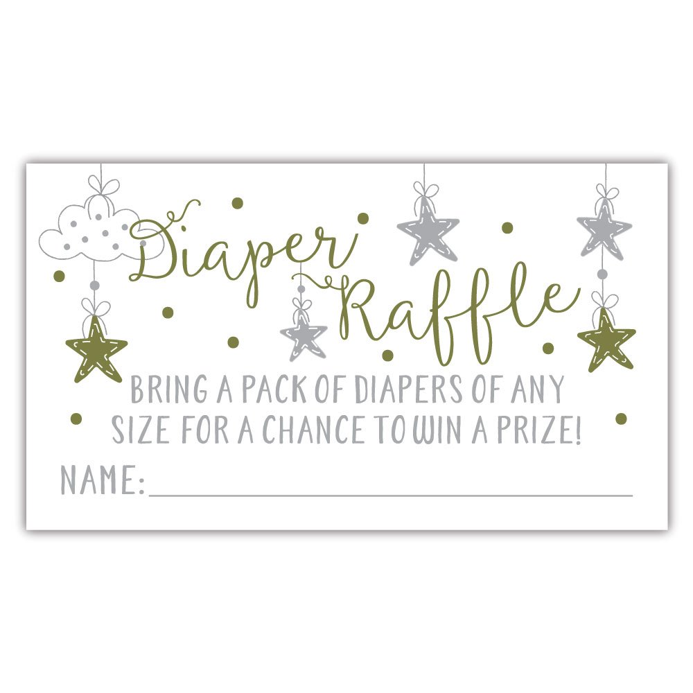 50 Twinkle Twinkle Little Star Diaper Raffle Tickets | Gender Neutral Baby Shower Game
