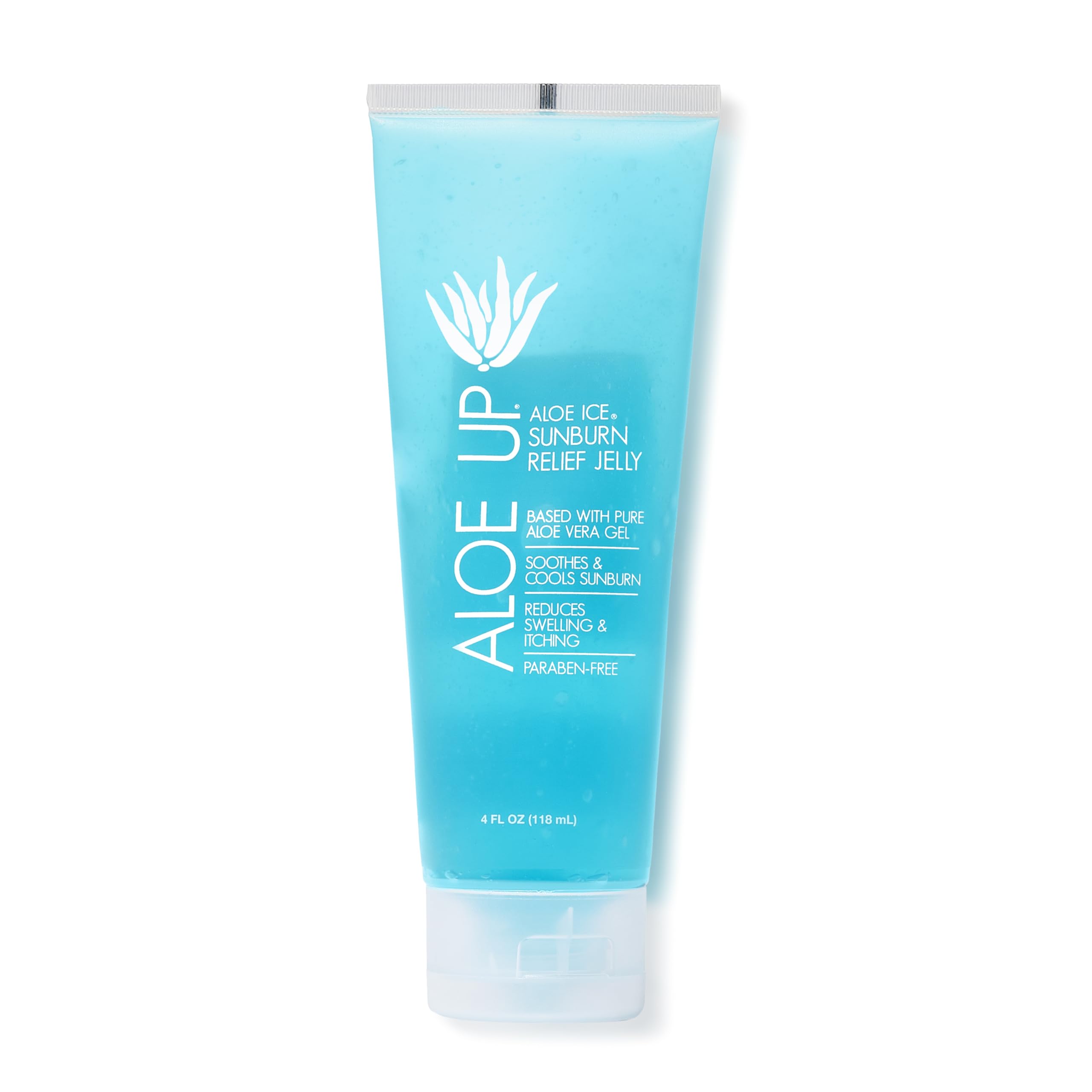 ALOE UP Aloe Ice Sunburn Relief Jelly - Face and Body Organic After Sun Gel - With 96.6% Pure Aloe Vera Gel - Reef Safe - Alcohol- and Fragrance-Free - 4 Oz