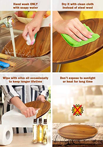 AIDEA Acacia Wood Dinner Plates, 11Inch Round Wood Plates Set of 4, Easy Cleaning & Lightweight for Dishes Snack, Dessert, Unbreakable Classic Plate