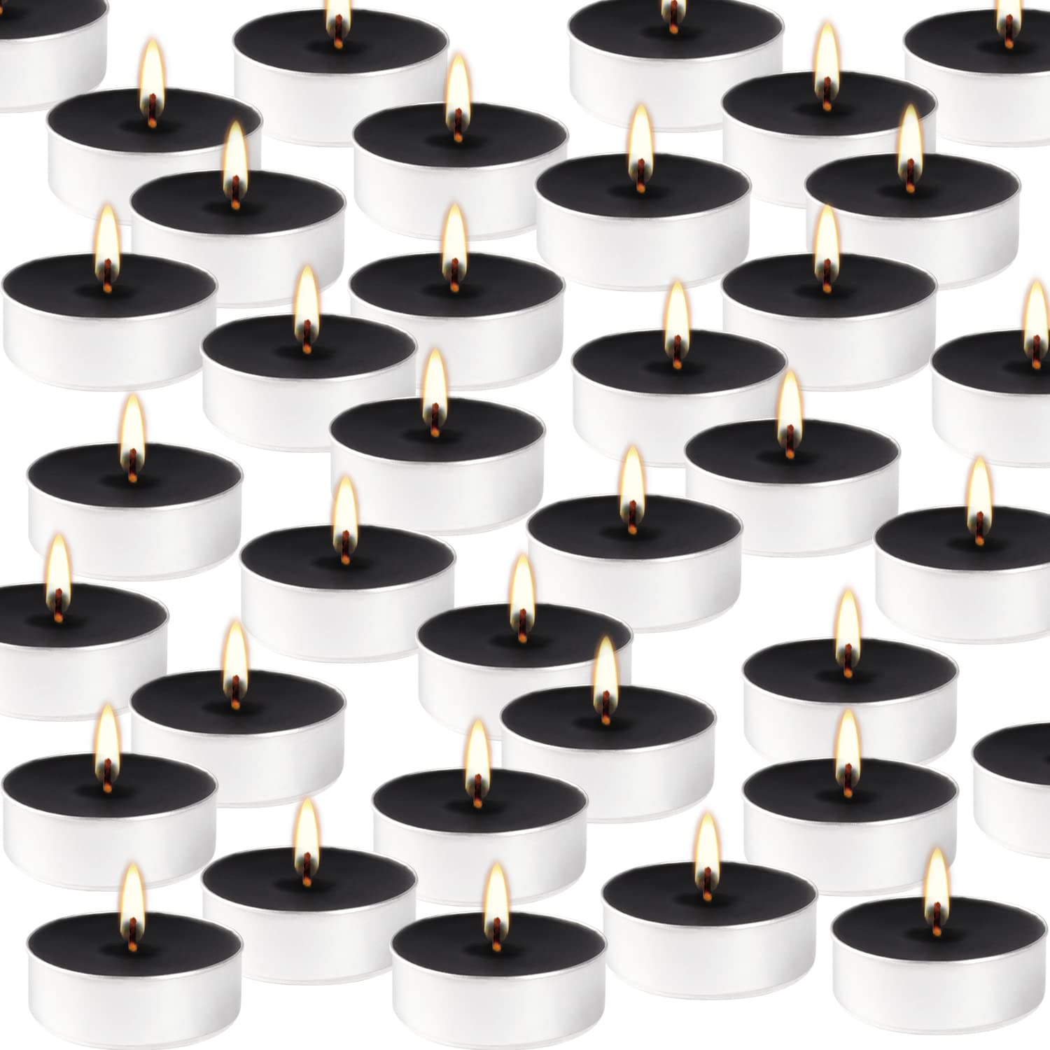 100 psc Tealight Candles,Dripless Unscented Black Votive Candle,for Home,Pool,Shabbat,Christmas,Emergency,4 Hour