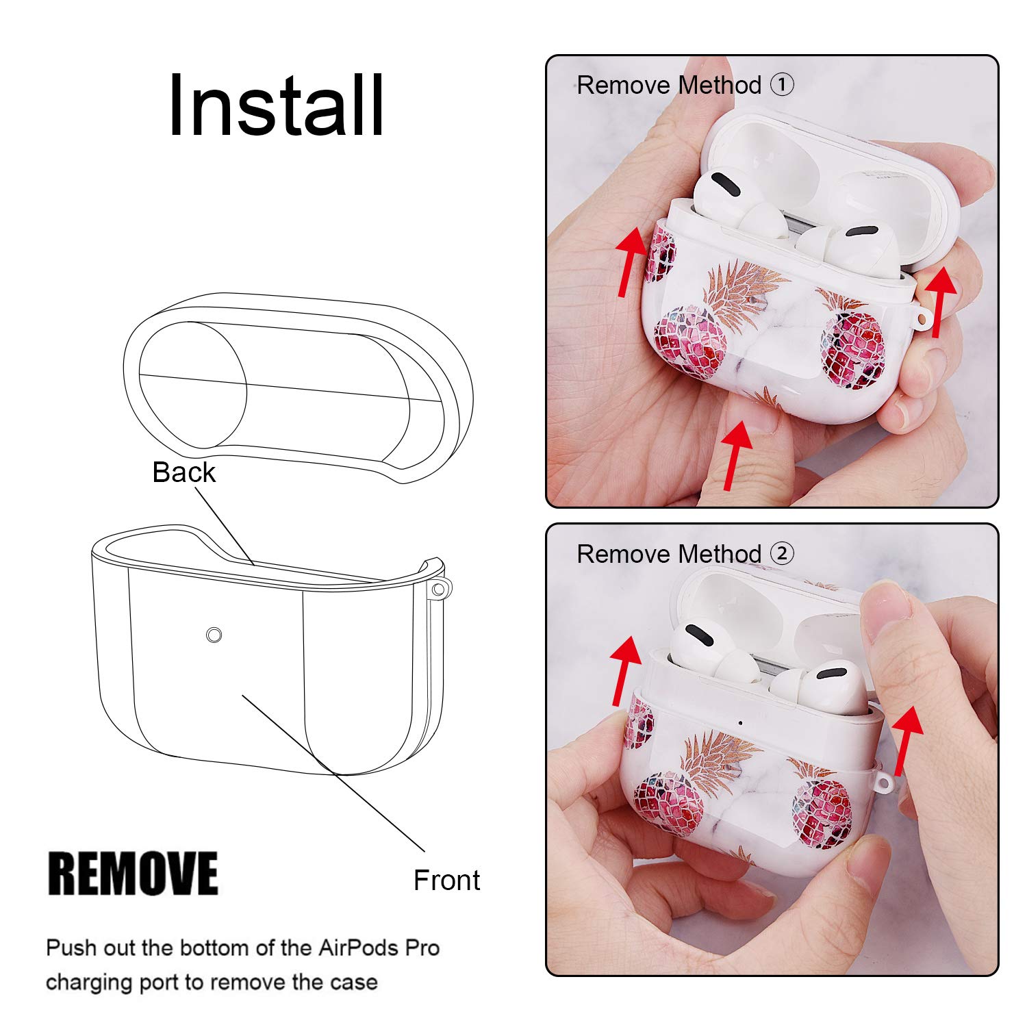 AirPods Pro 2nd Generation/1st Generation Case-KOREDA Cute Printed Design Hard Case for Airpods Pro 2, Shockproof Protective Cover for Airpods Pro with Keychain for Women Men