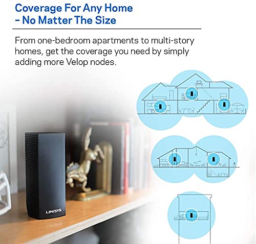 Linksys Velop Intelligent Mesh WiFi System Tri-Band, 1-Pack Black (AC2200)