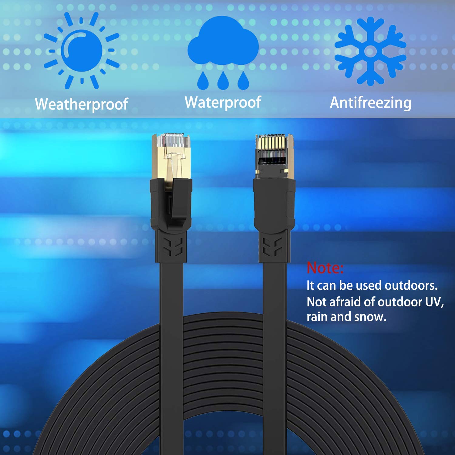 MAQTOIZ Cat 8 Ethernet Cable 100 FT, High Speed Internet LAN Cable Shielded with RJ45 Connector, Long Flat Gaming Ethernet Network Cable Cord 40Gbps for PS5,PS4,Switch,Router, Modem, Black